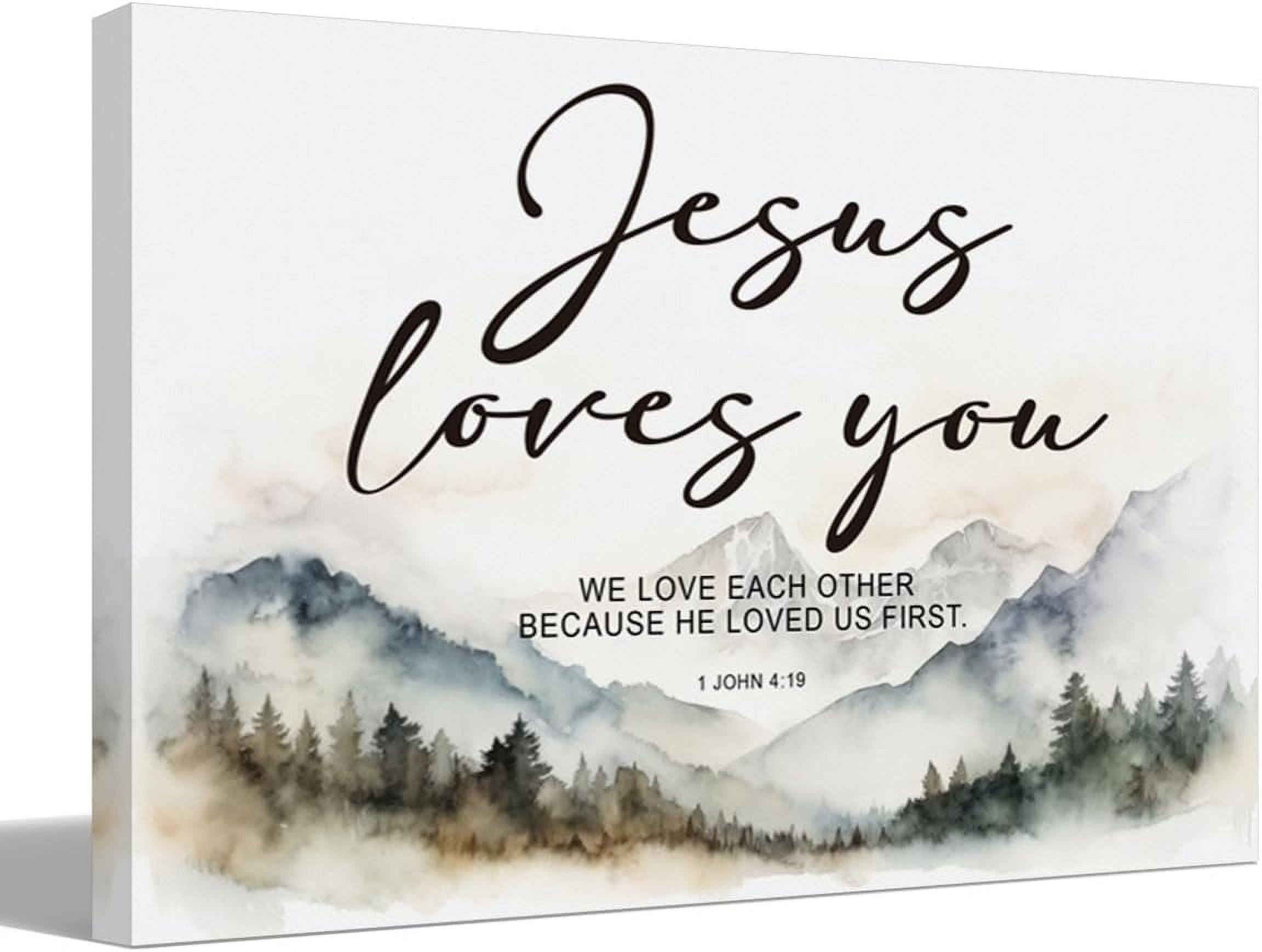 AVOI Christian Wall Art, Jesus Loves You Bible Verses Canvas Wall Decor ...