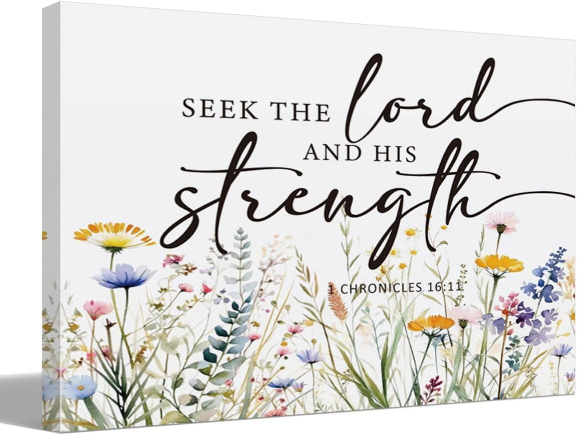 AVOI Christian Wall Art Wildflowers Bible Verse Canvas Wall Decor, Seek ...