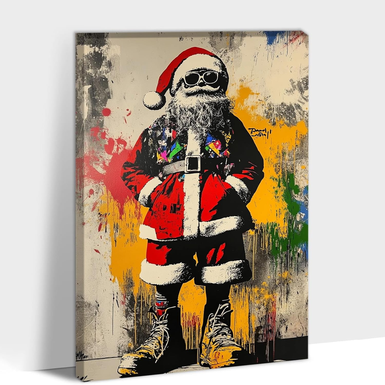 AVOI Christmas Canvas Wall Art, Graffiti Santa Claus Art Wall Decor, Trendy Street Graffiti Art ...