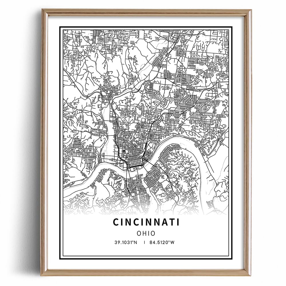 AVOI Cincinnati Poster - Minimalist Black White Wall Art - Cincinnati ...