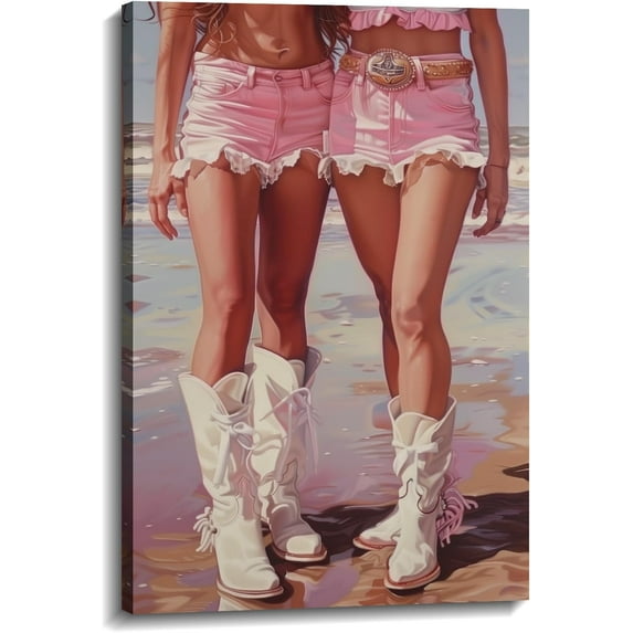 AVOI Coastal Cowgirl Canvas Wall Art Women Boots Trendy Picture Preppy ...