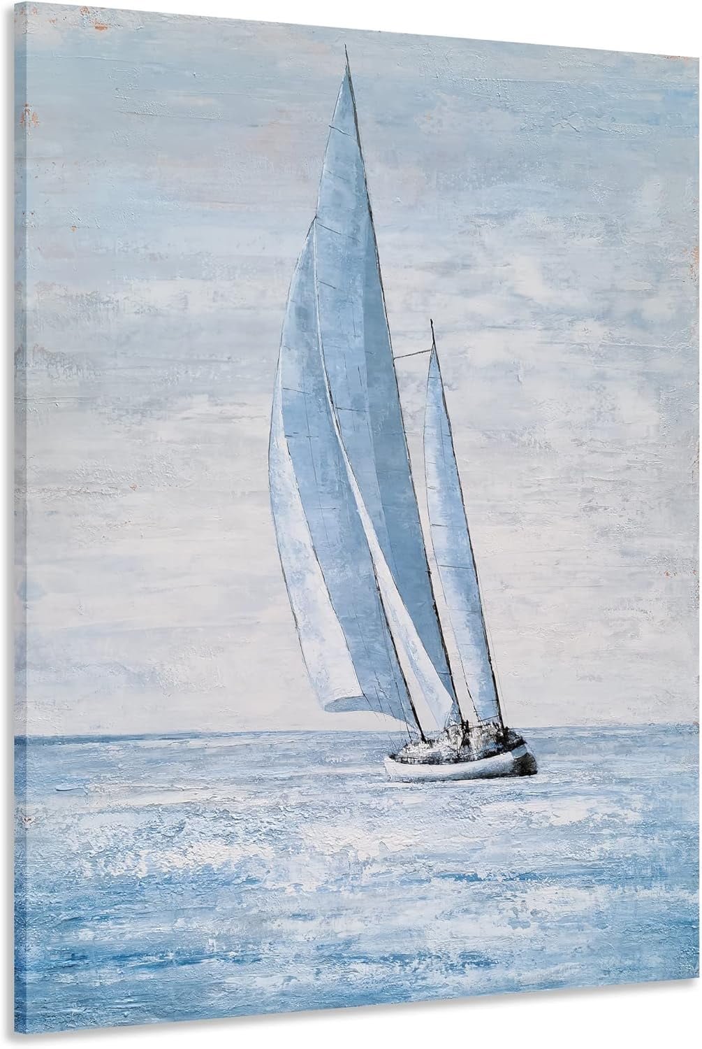 AVOI Coastal Sailing Boat Canvas Wall Art - Blue and Nautical Picture ...