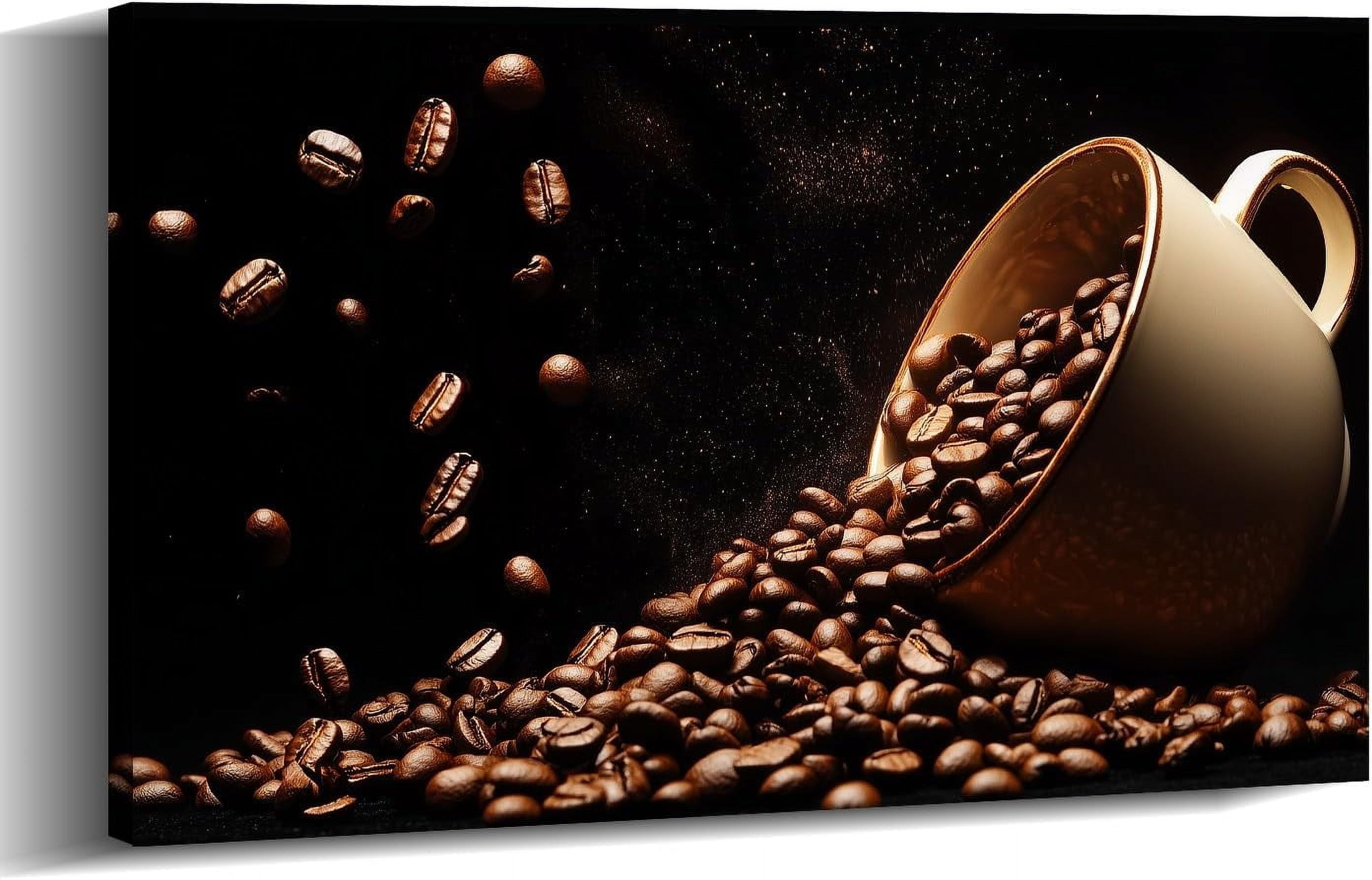 AVOI Coffee Canvas Art Kitchen Wall Decor Brown Poster Coffee Bean ...