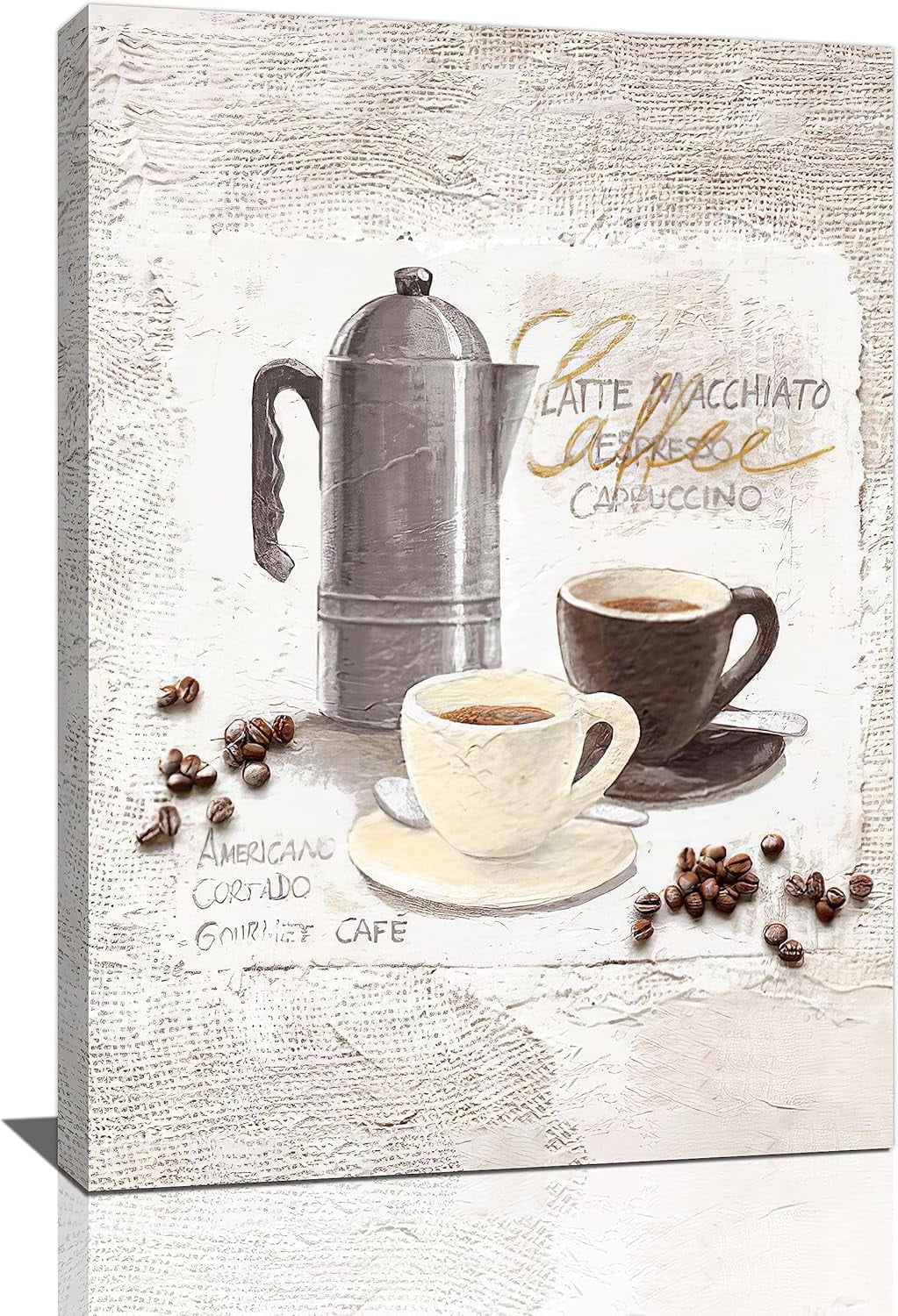 AVOI Coffee Wall Art Coffee Bean Coffee Cup Pictures Wall Decor Rustic ...