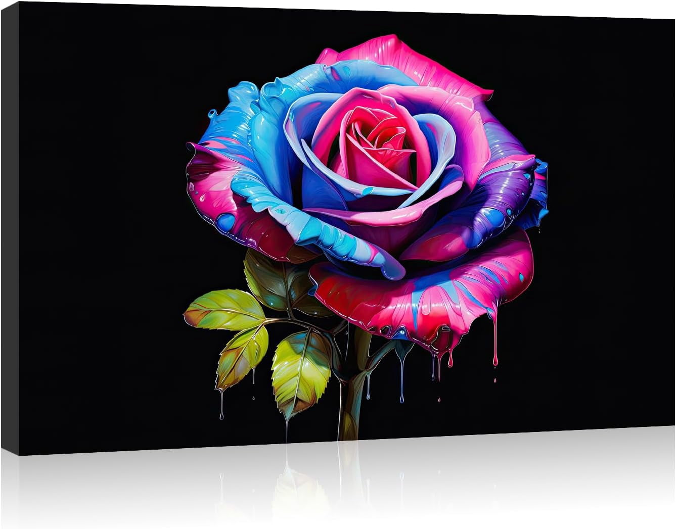 AVOI Coloful Rose Canvas Wall Art Flower Picture Wall Decor Black ...