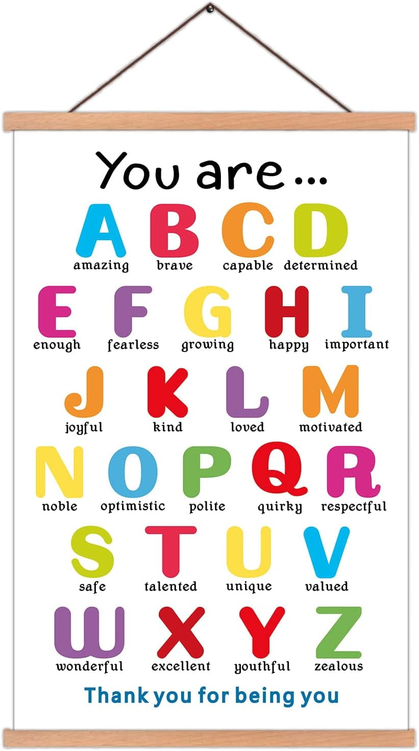AVOI Colorful ABC Alphabet Art Print With Wood Magnetic Hanger You Are ...