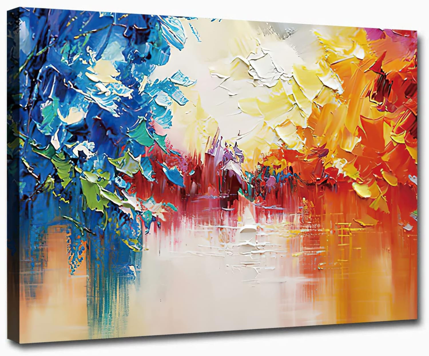 AVOI Colorful Abstract Canvas Wall Art Navy Blue Art Red Orange Yellow ...