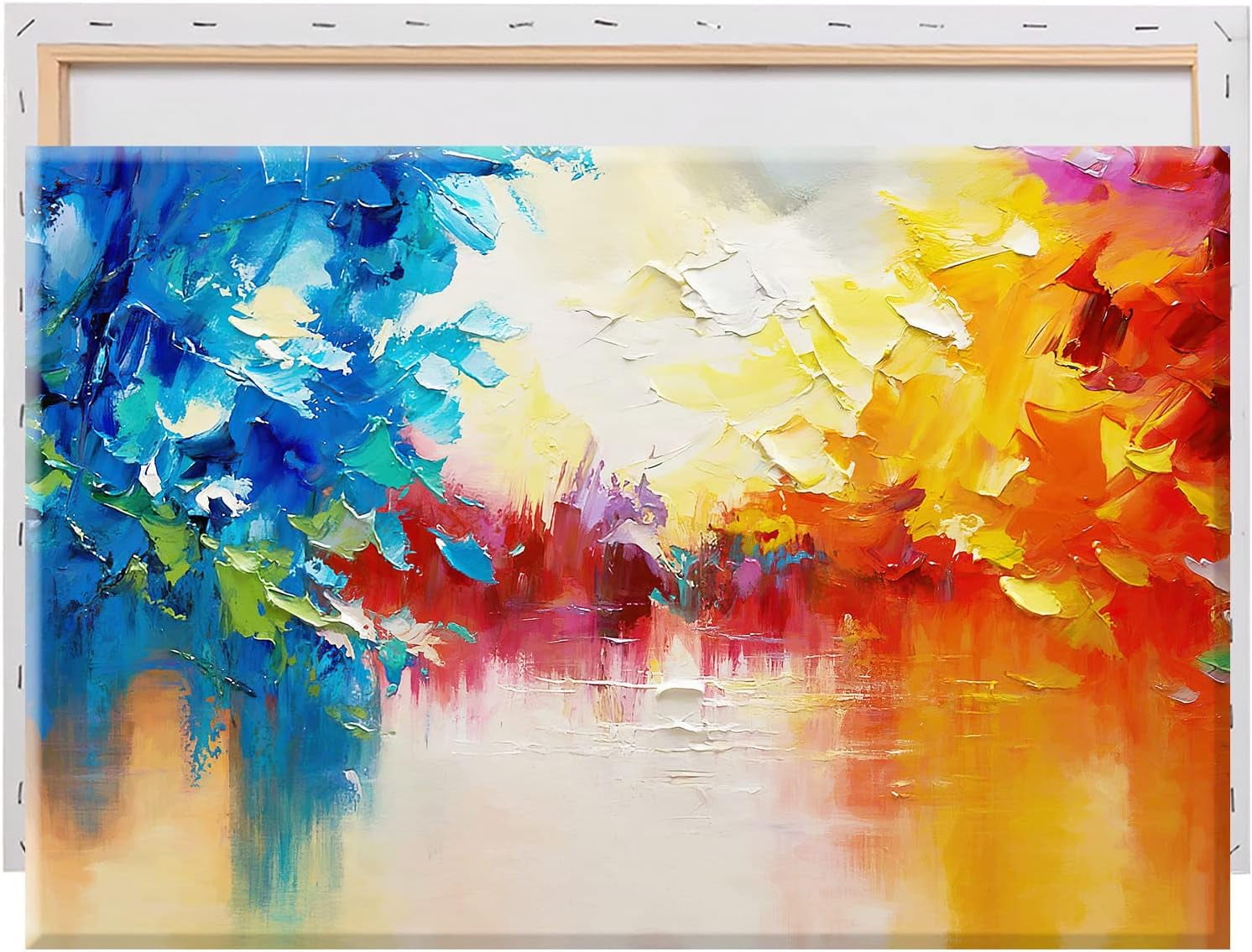 AVOI Colorful Abstract Canvas Wall Art Navy Blue Art Red Orange Yellow ...