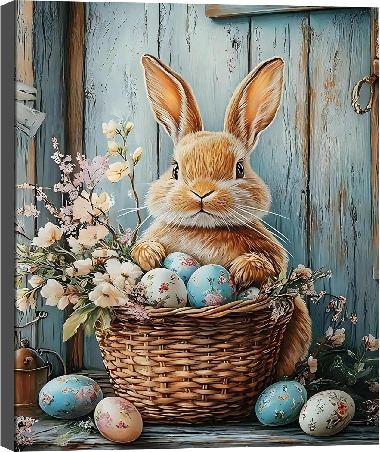 AVOI Colorful Easter Bunny And Eggs Canvas Wall Art for Kids Room ...