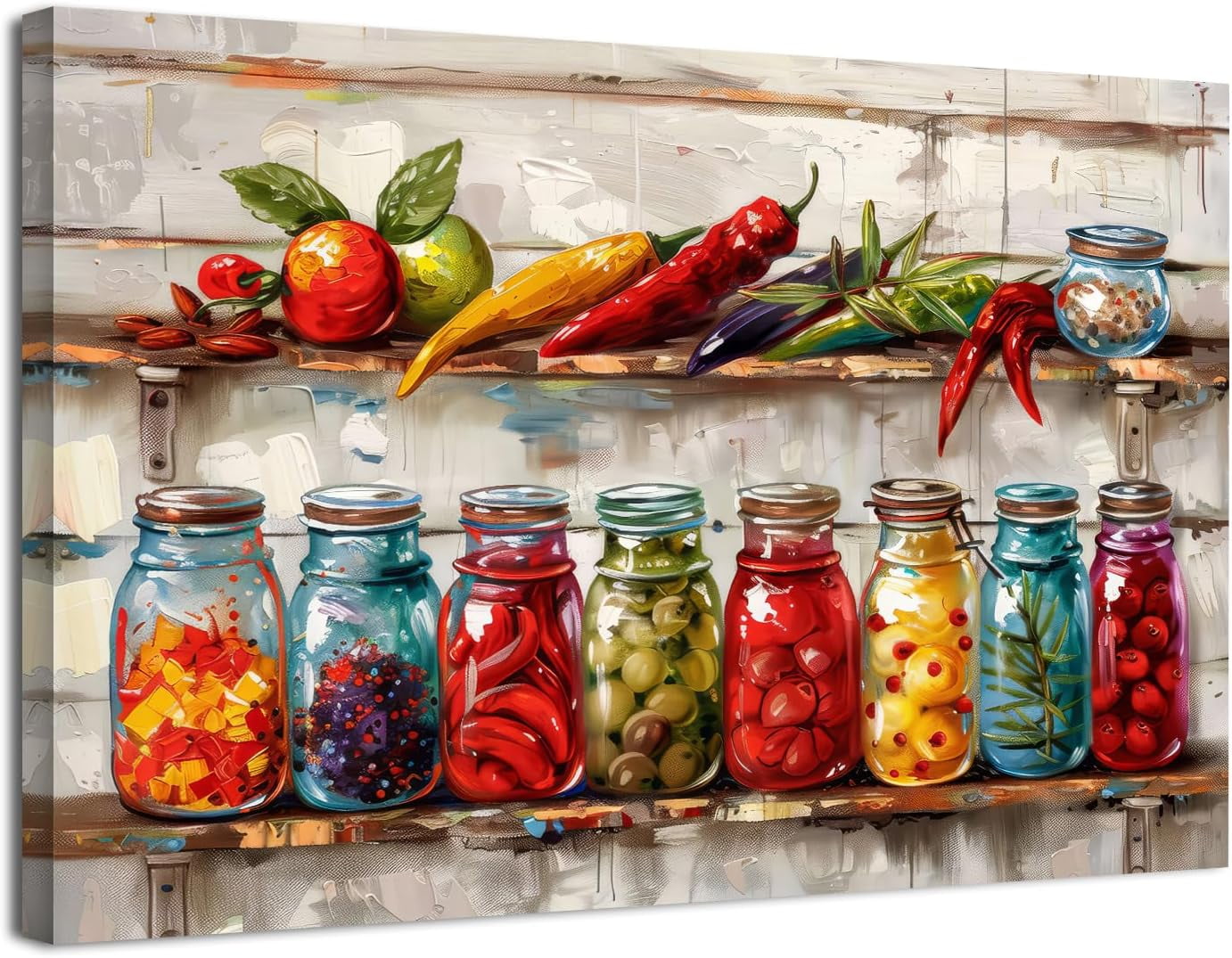 AVOI Colorful Kitchen Wall Decor Mason Jar Canvas Wall Art Farmhouse ...