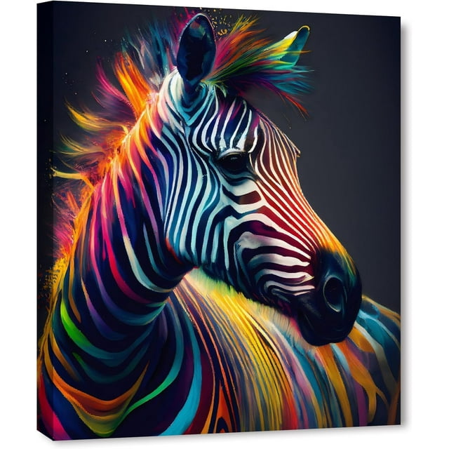 AVOI Colorful Zebra Canvas Wall Art, Modern Unframed Stretched African ...