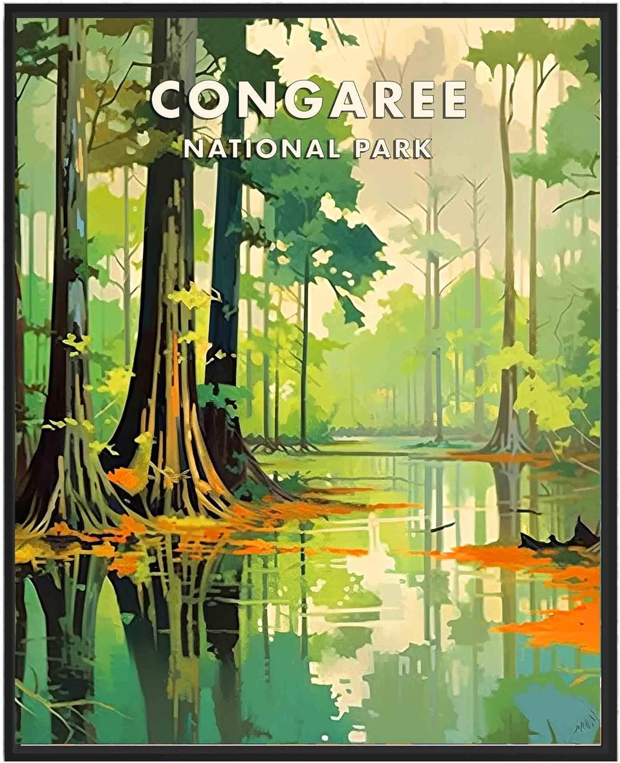 AVOI Congaree National Park Poster Art Print Retro Mountain Lake Wall ...