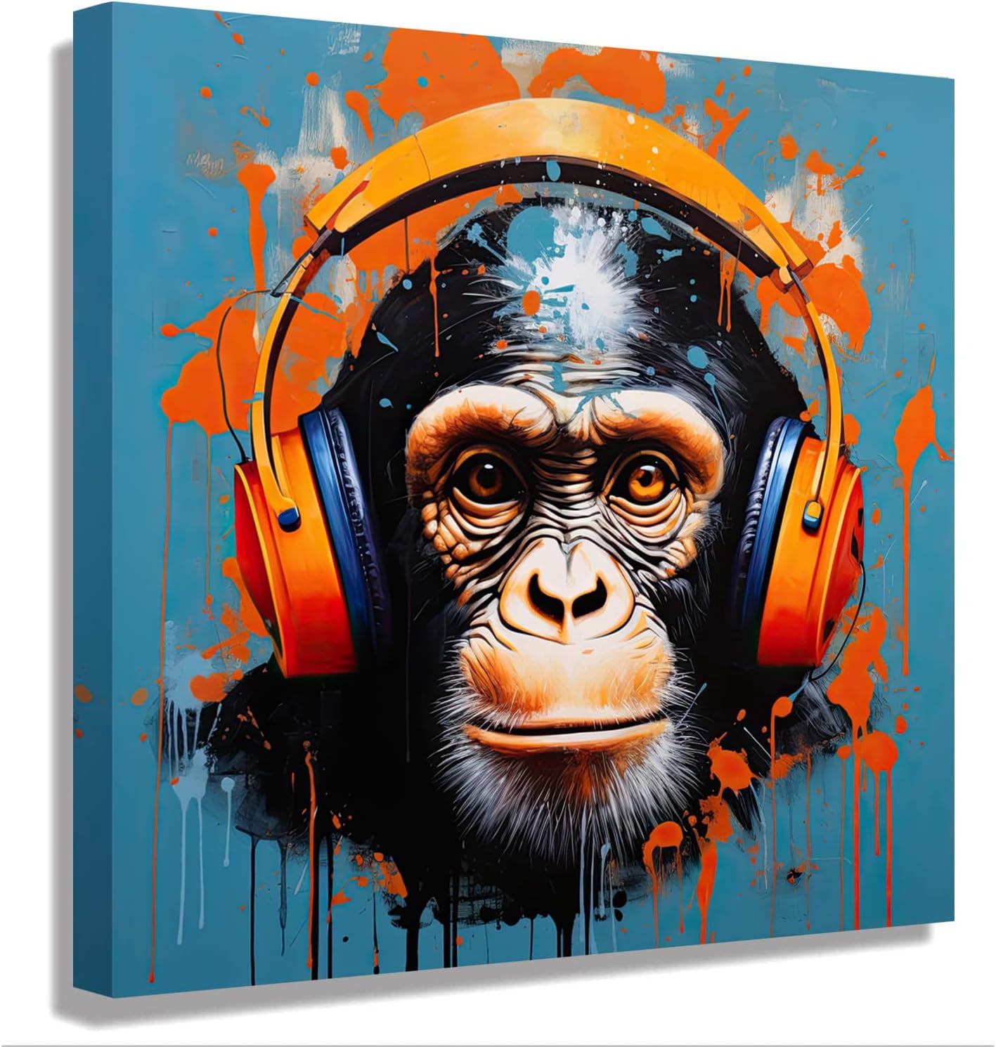 AVOI Cool Animal Painting Wall Art,Gorilla with Headphone Canvas Wall ...