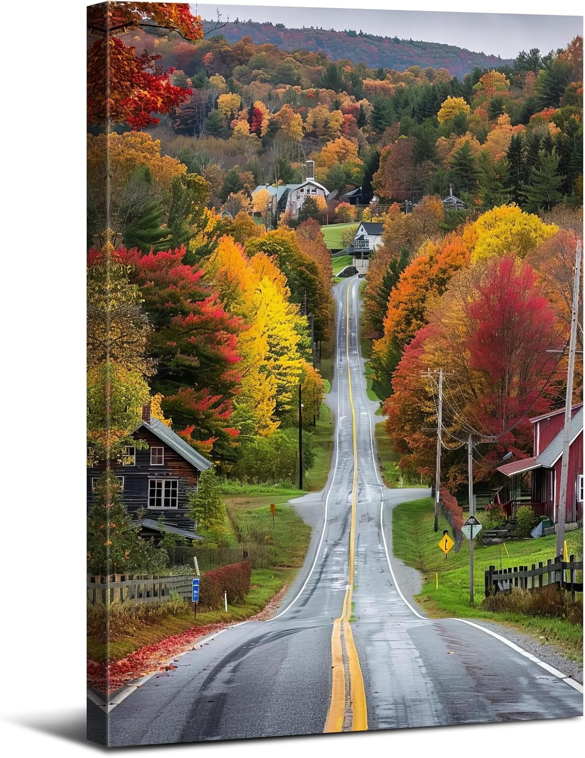 AVOI Country Scenery Bathroom Wall Art Red Maple Tree Road Scenic ...