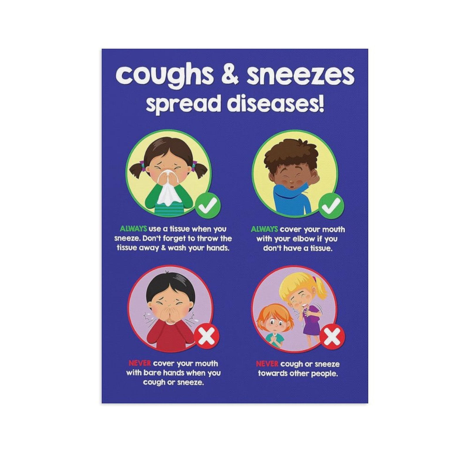 AVOI Cover Your Cough Poster – Health & Hygiene Classroom Sign for Kids ...