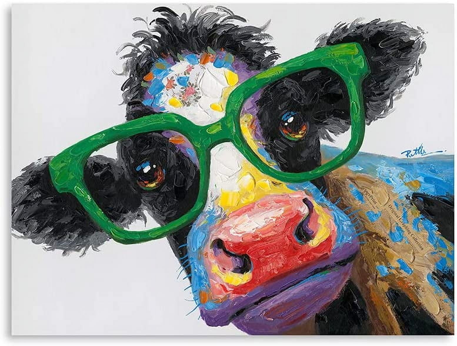 AVOI Cow Print Bathroom Farmhouse Decor: Colorful Curious Cow with ...