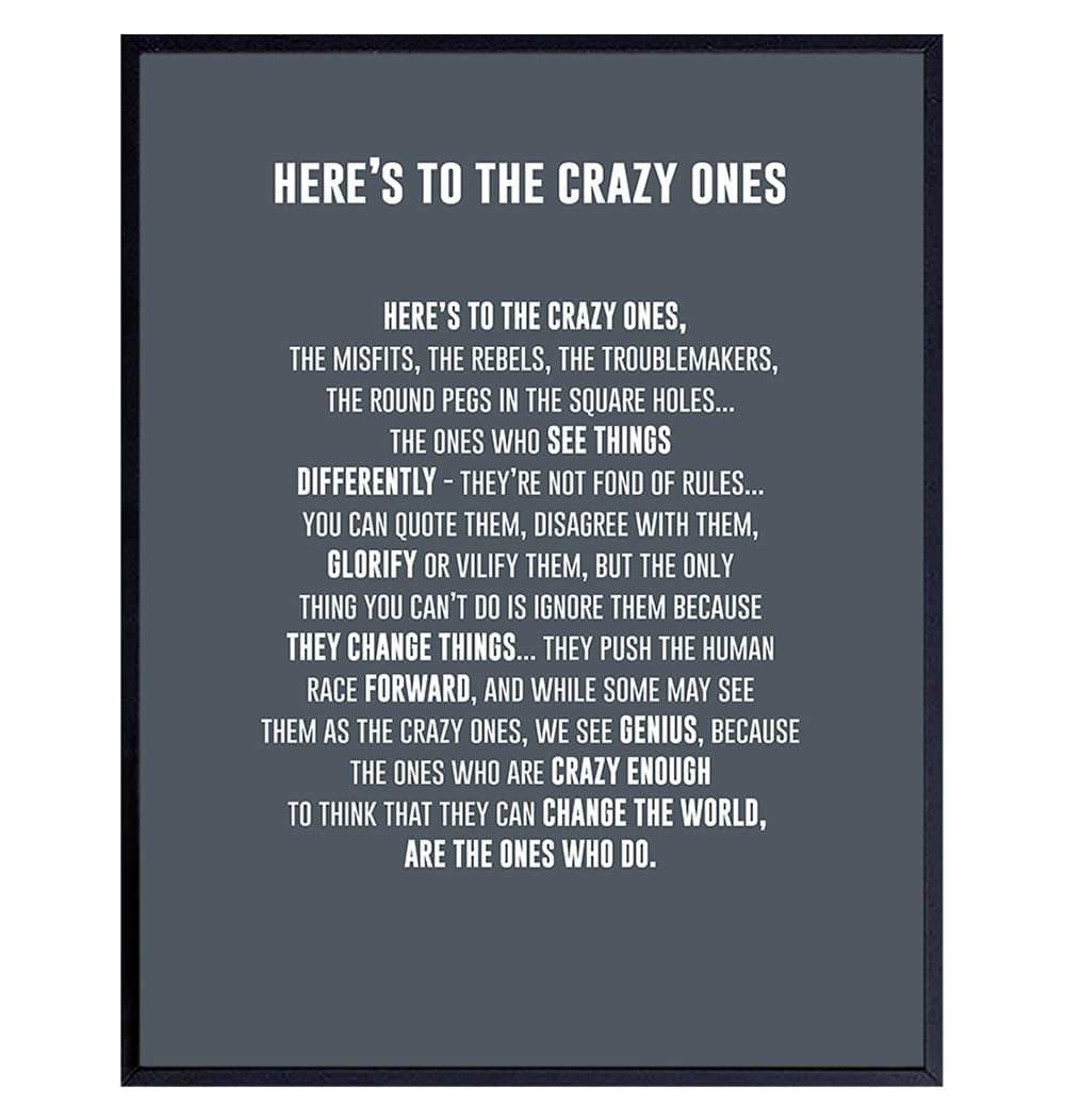 AVOI Here's to the Crazy Ones- Motivational Wall Art Poster ...