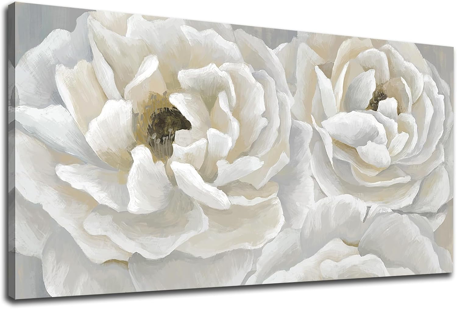 AVOI Cream White Flowers Wall Art - Soft Peony Pictures for Wall Decor ...