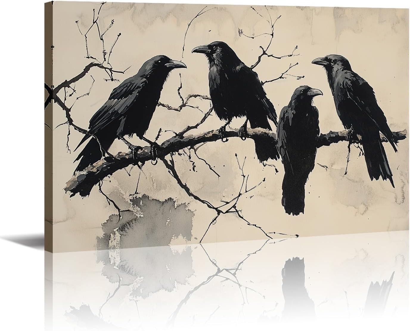 AVOI Crows Canvas Wall Art Black Birds Picture Dark Academia Painting ...