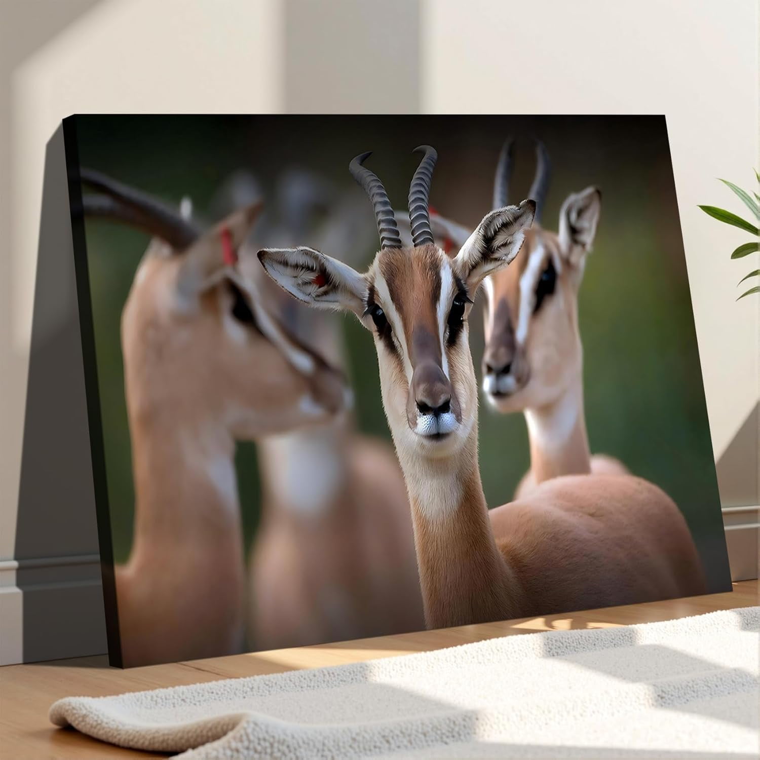 AVOI Cute Antelope Canvas Wall Art, African Animal Painting Picture for Bedroom, Bathroom Decor ...