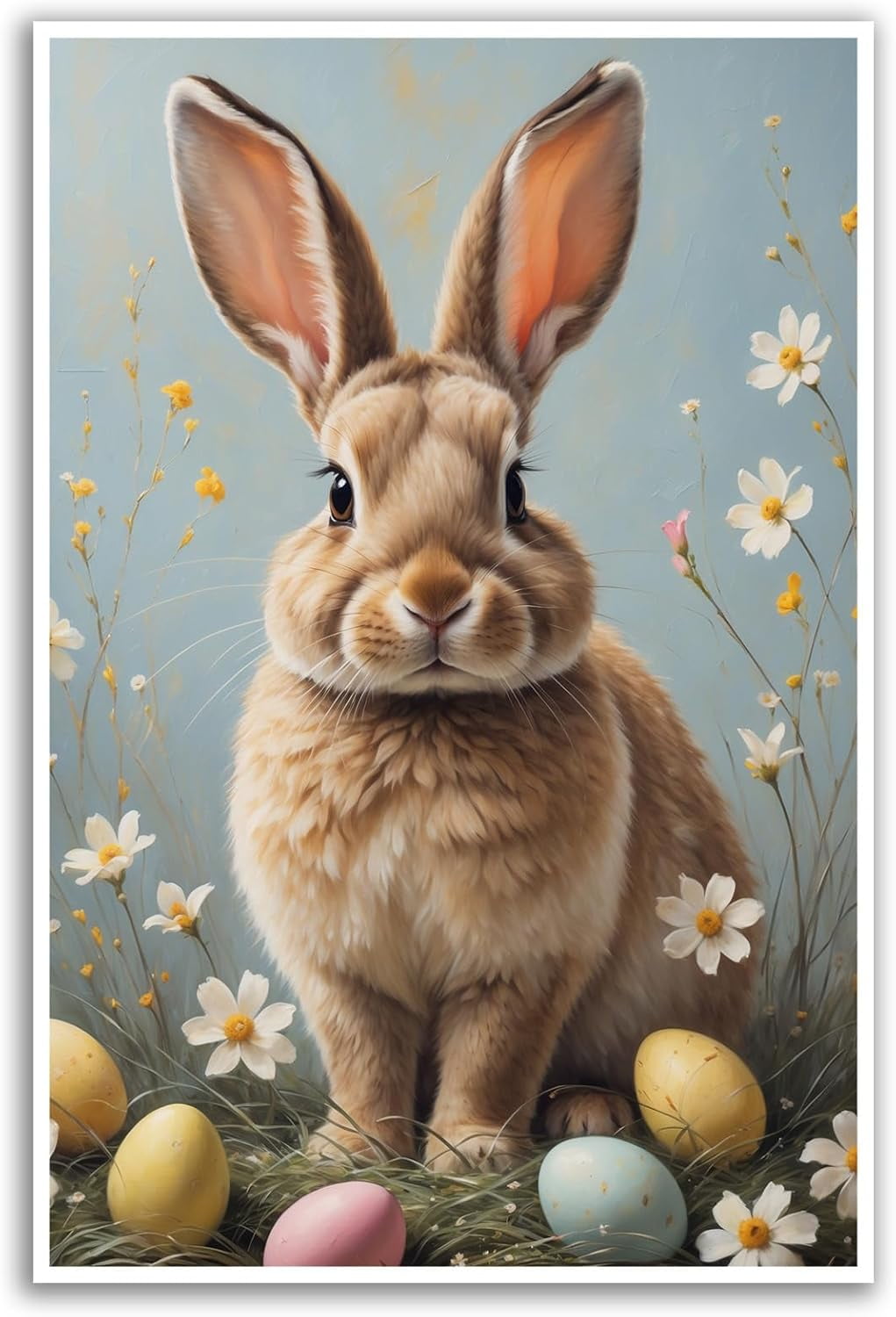 AVOI Cute Bunny and Easter Basket Mural Easter Oil Painting Easter Art ...