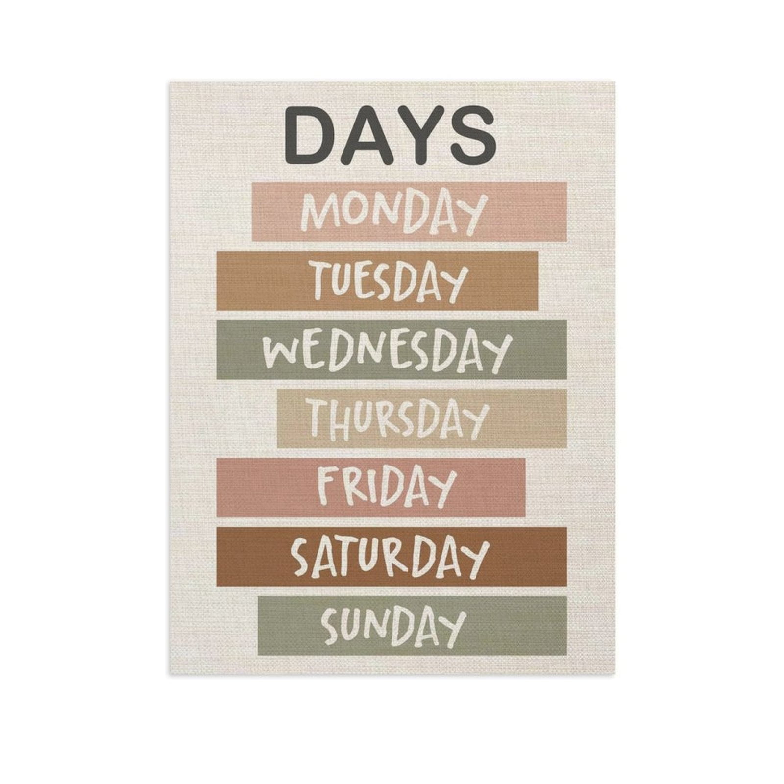 AVOI Days of Week Educational Poster, Boho Classroom Decor, Nursery ...
