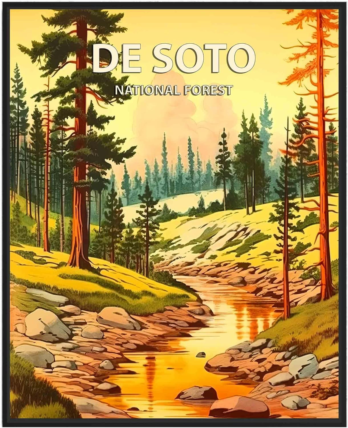 AVOI De Soto National Forest Poster Art Print Retro Mountain Wall Art ...