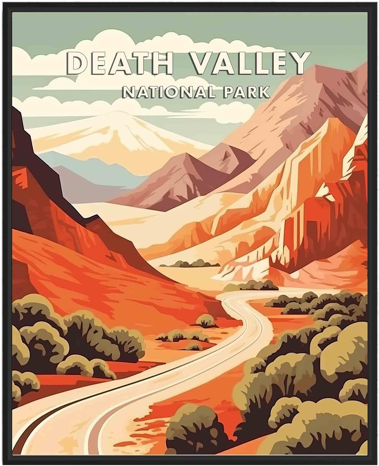 AVOI Death Valley National Park Poster Art Print Retro Mountain Lake ...