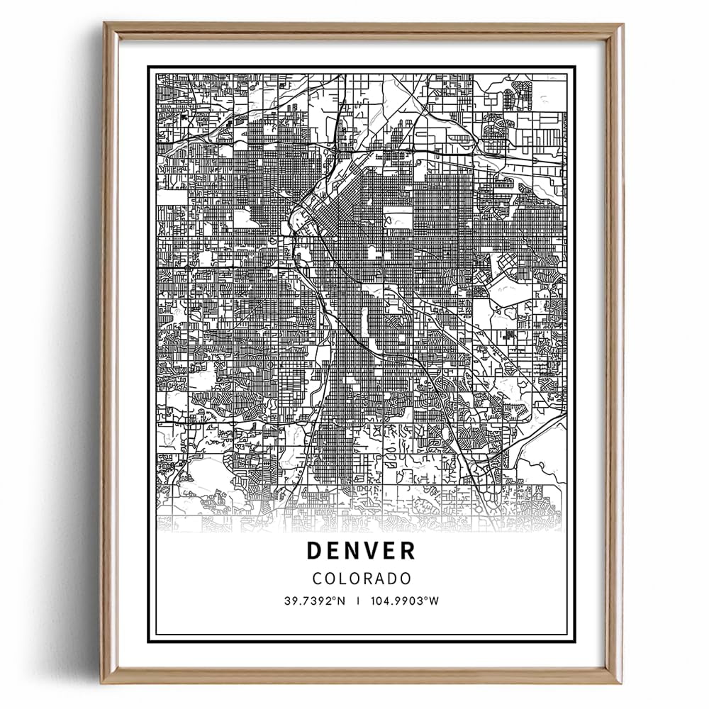 AVOI Denver Colorado Poster - Minimalist Black White Wall Art - Denver ...