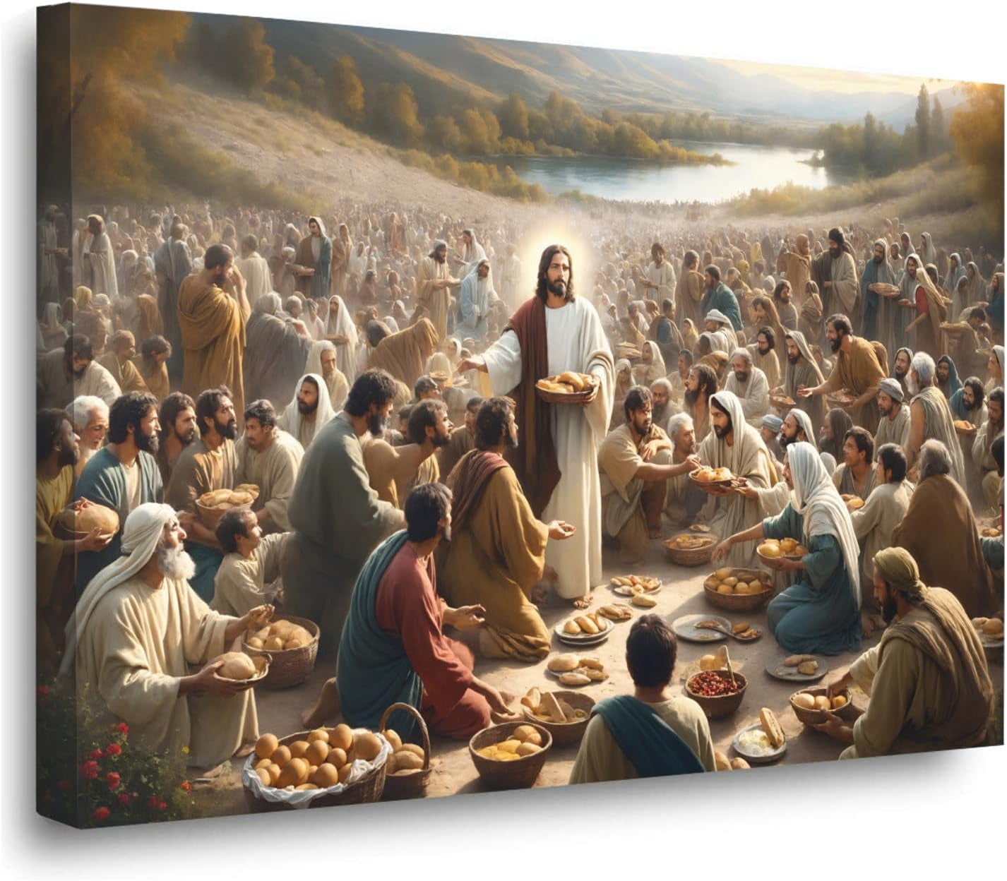 AVOI Digital Print of Jesus Feeding the 5000 Jesus Breaking Bread ...