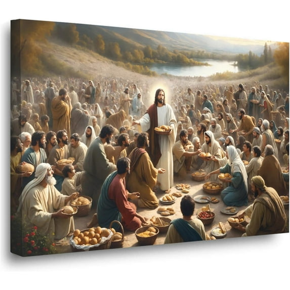 AVOI Digital Print of Jesus Feeding the 5000 Jesus Breaking Bread ...