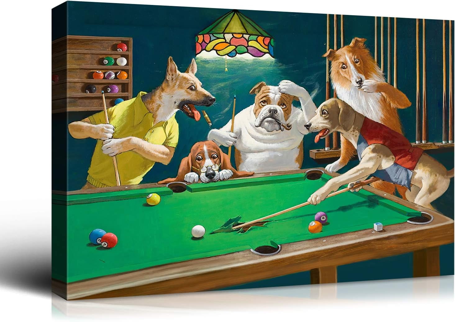 AVOI Dogs Playing Billiards by C.M Coolidge Oil Painting Reproduction ...