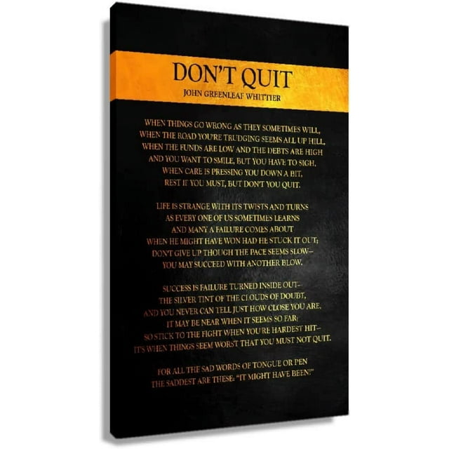 AVOI Dont Quit Poem Unframed Wall Art Canvas Motivational Poster ...