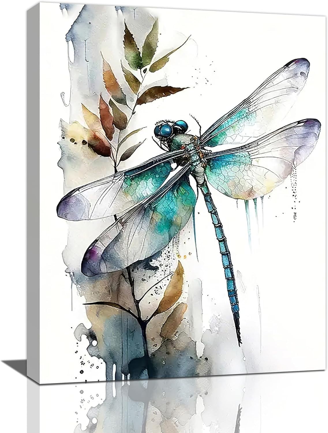 AVOI Dragonfly Wall Art Watercolor Dragonfly Decor Wall Print Watercolor Paintings Canvas Insect ...