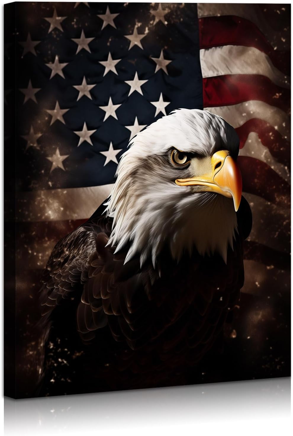 AVOI Eagle and American Flag Wall Art Majestic Bald Eagle Soaring with ...