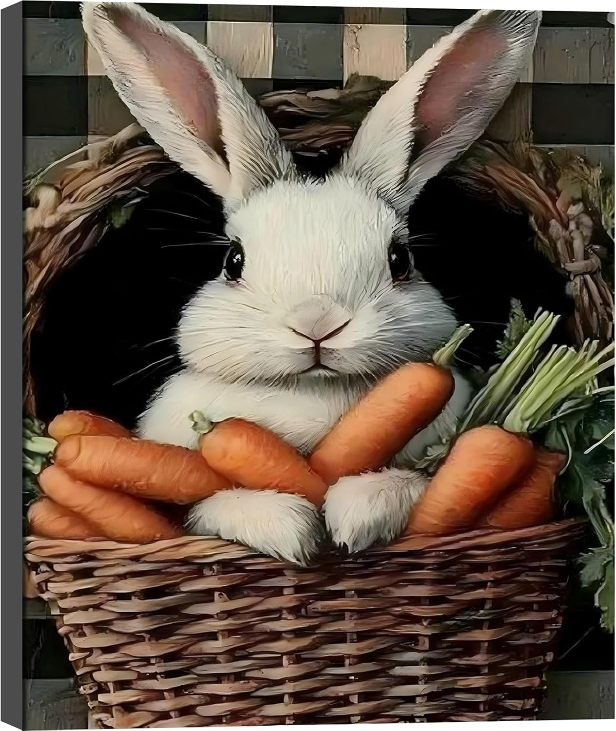 AVOI Easter Bunny with Carrots Canvas Wall Art, Unframed Farmhouse Art ...
