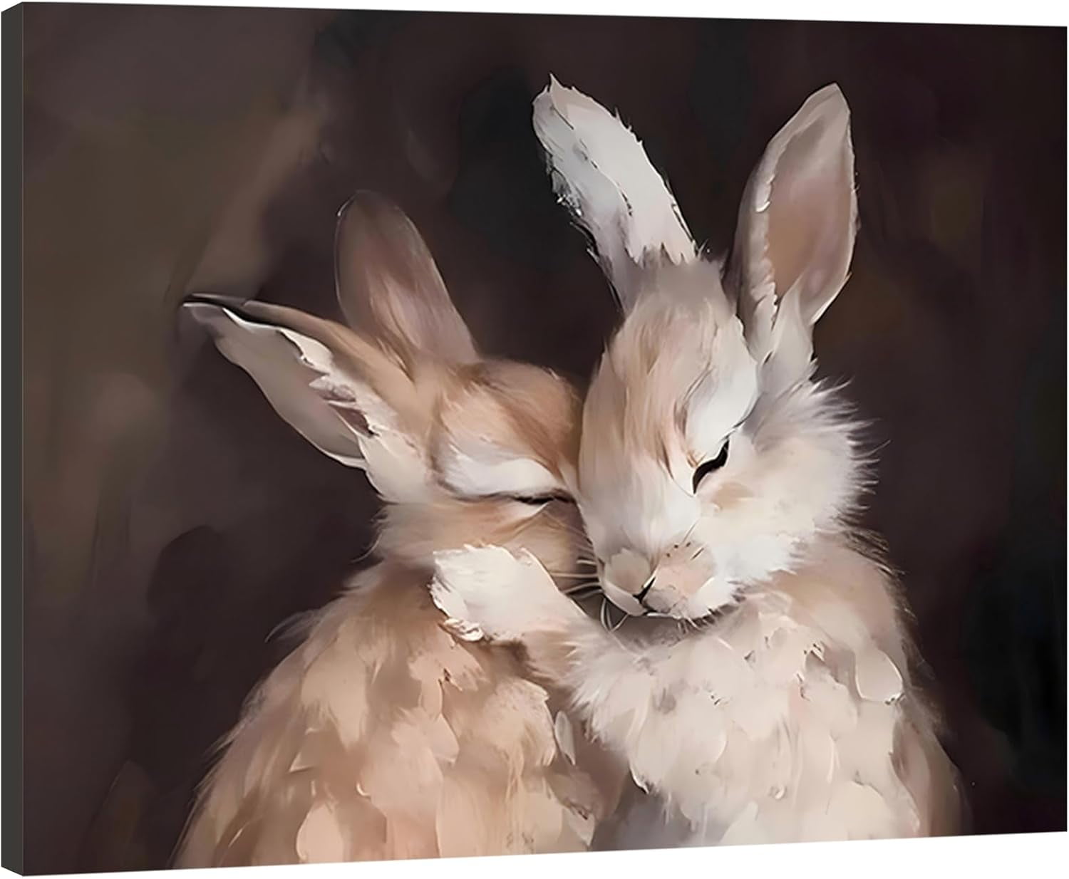 AVOI Easter Bunny Wall Art, Cute Rabbit Vintage Painting Wrapped Canvas ...