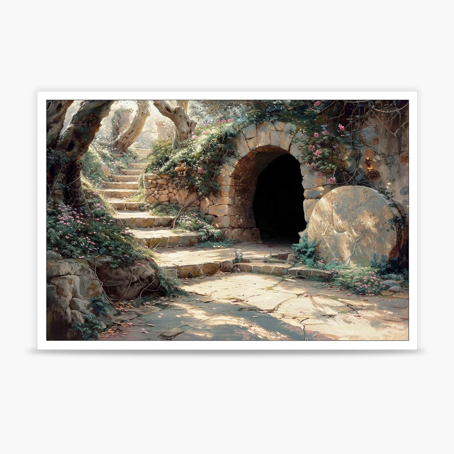 AVOI Easter Spring Floral Landscape Canvas Wall Art The Tomb is Empty ...