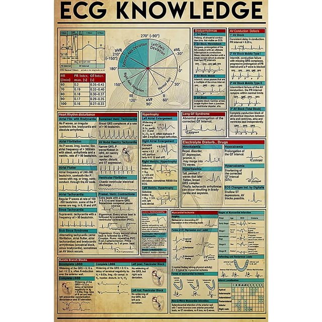 AVOI Ecg Knowledge Posters Cardiology Popular Science Guide Metal Signs ...