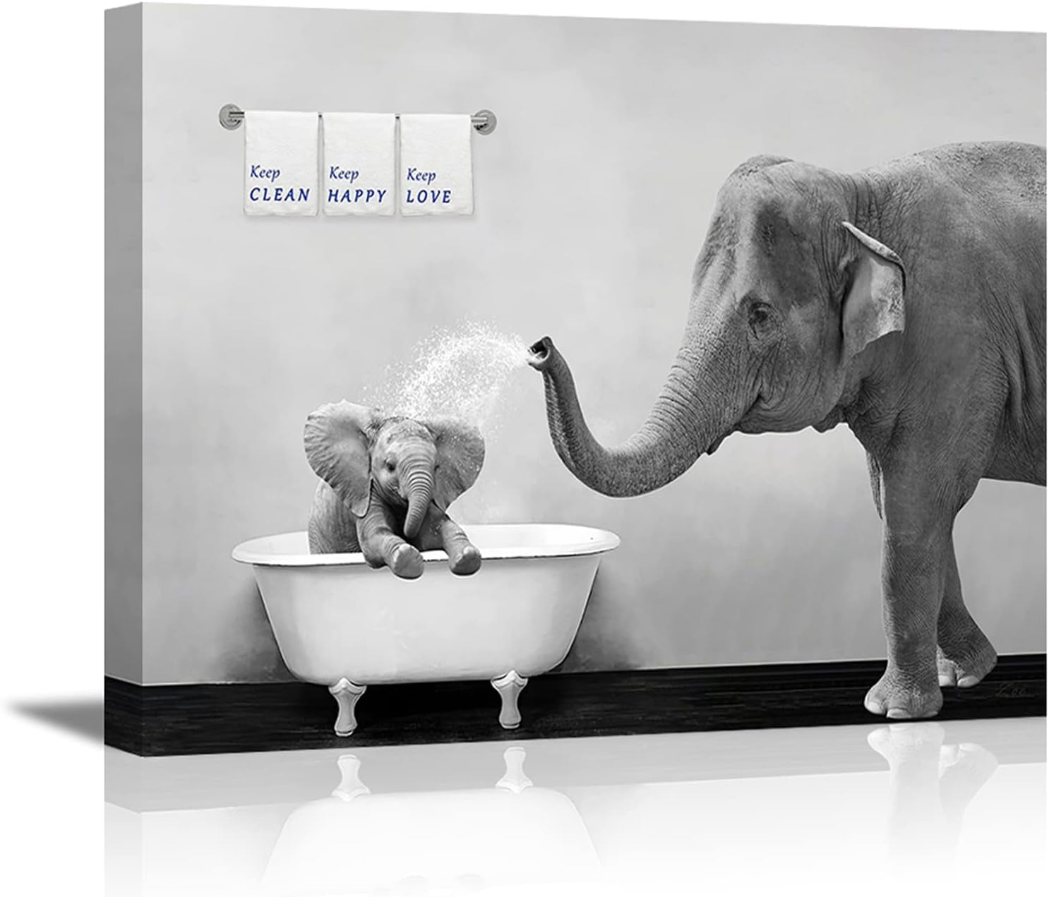 AVOI Elephant Bathroom Decor Wall Art, Funny Canvas Prints of Mother ...