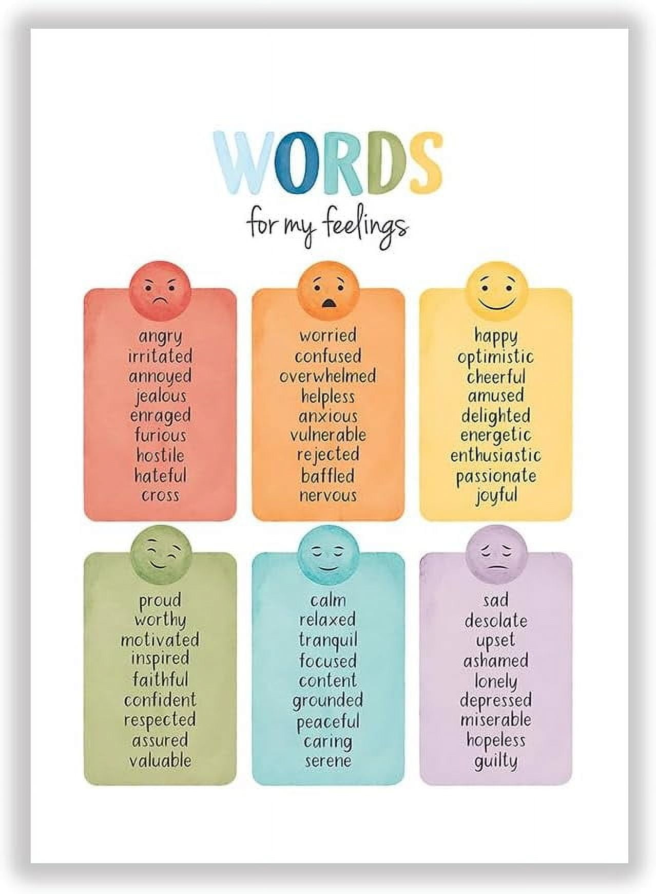 AVOI Emotional Regulation, Words for My Feelings Poster, Feelings Chart ...