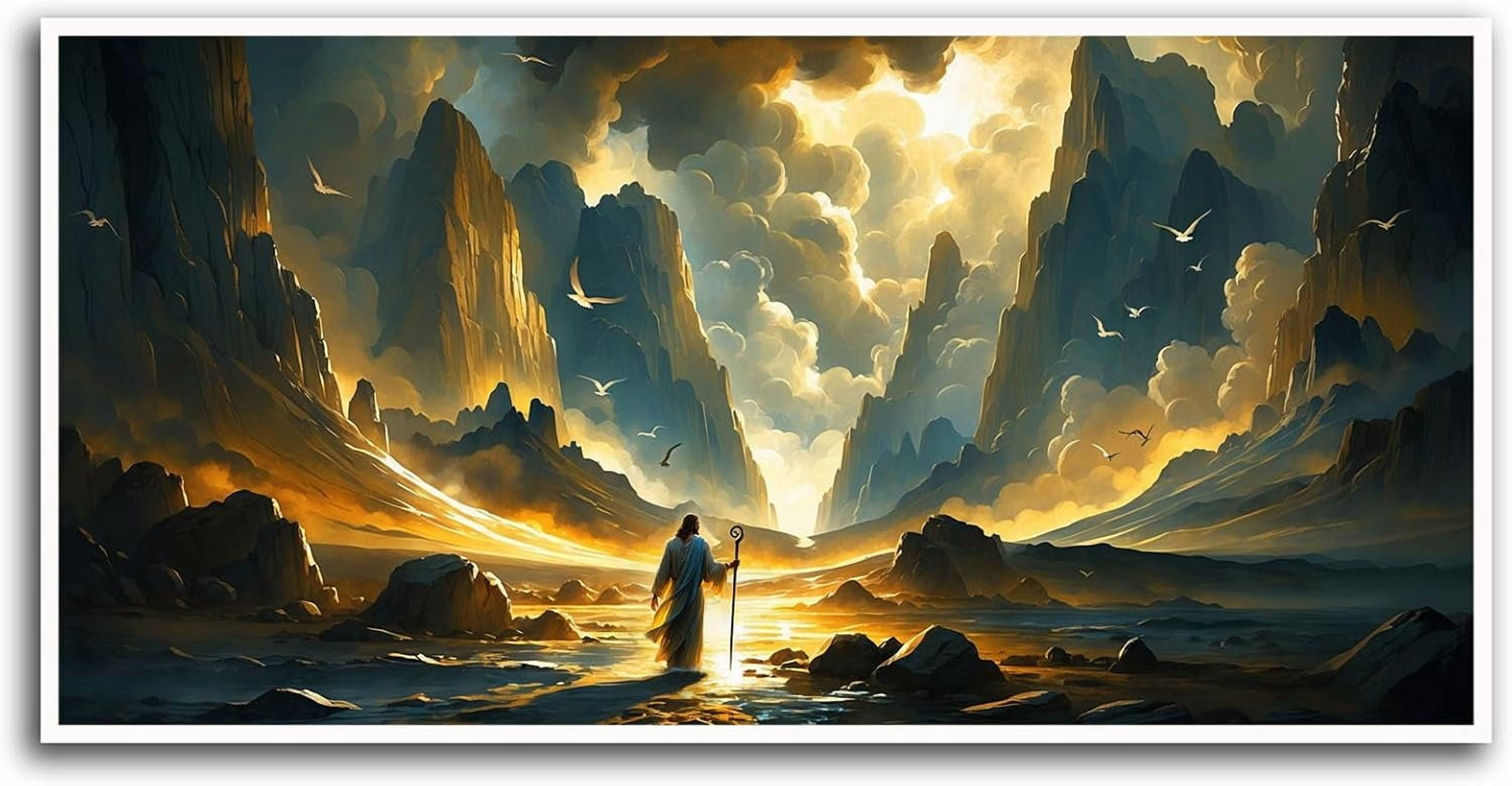 AVOI Epic Landscape Oil Painting: The lonely figure of Jesus in the ...