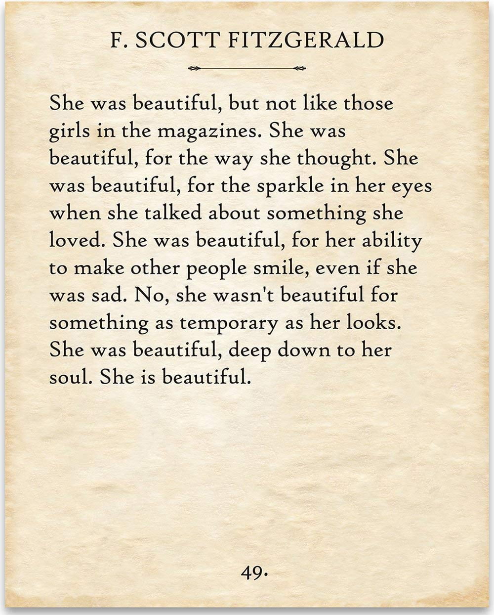 AVOI F. Scott Fitzgerald-She Was Beautiful Poster Featuring ...