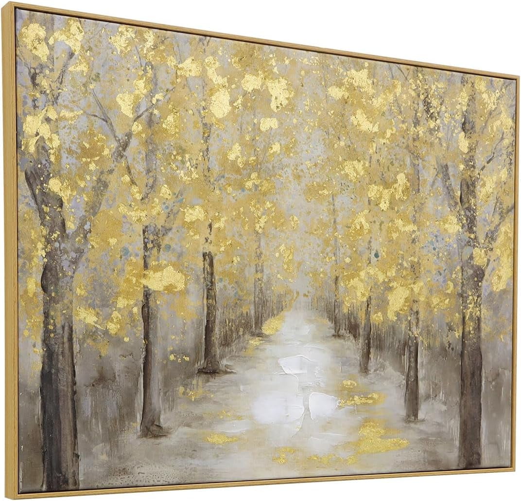 AVOI Fall Tree Landscape Abstract Wall-Art - Gold Unframed Tree Grove ...