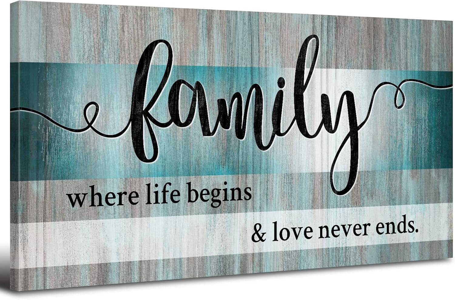 AVOI Family Sign Wall Decor Teal Wall Art Inspirational Quotes Canvas ...