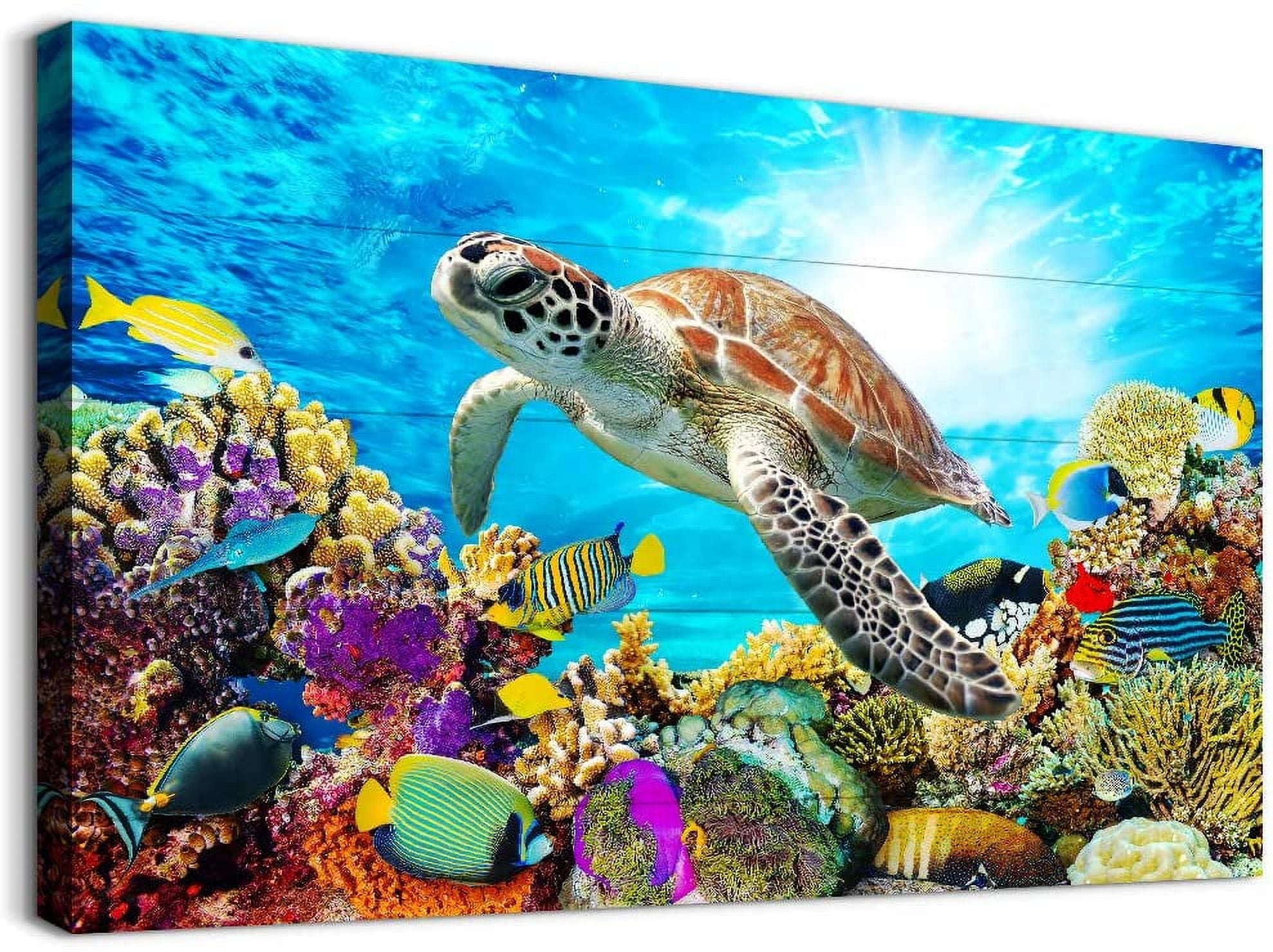AVOI Family Wall Decor For Bedroom Family Canvas Wall Art For Bathroom Sea Turtles Wall Pictures ...