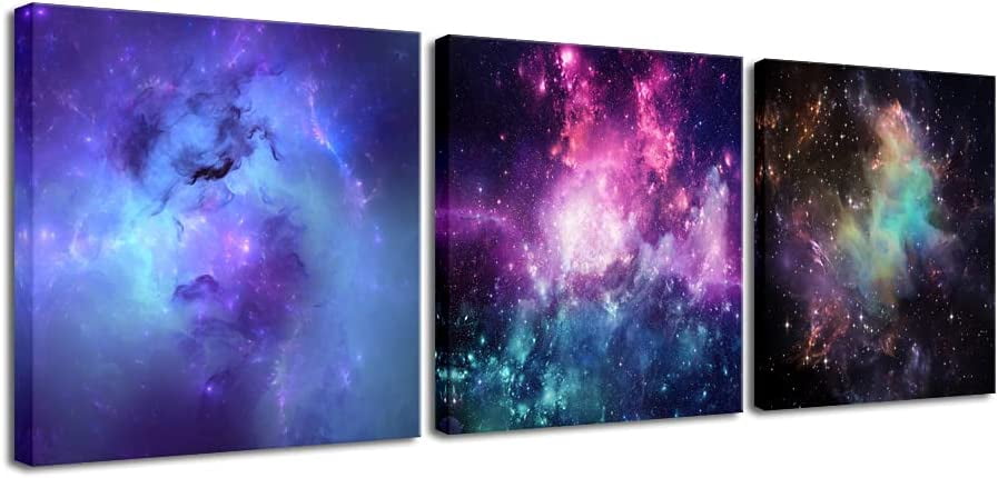 AVOI Fantastic Outer Space Canvas Prints Wall Art Blue Purple Nebula ...