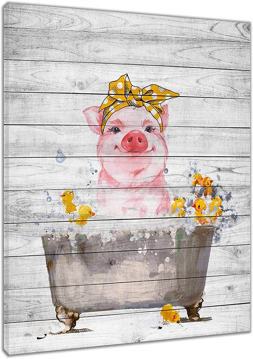AVOI Farm Animal Pig Wall Art Unframed for Bathroom,Funny Pink Pig in ...