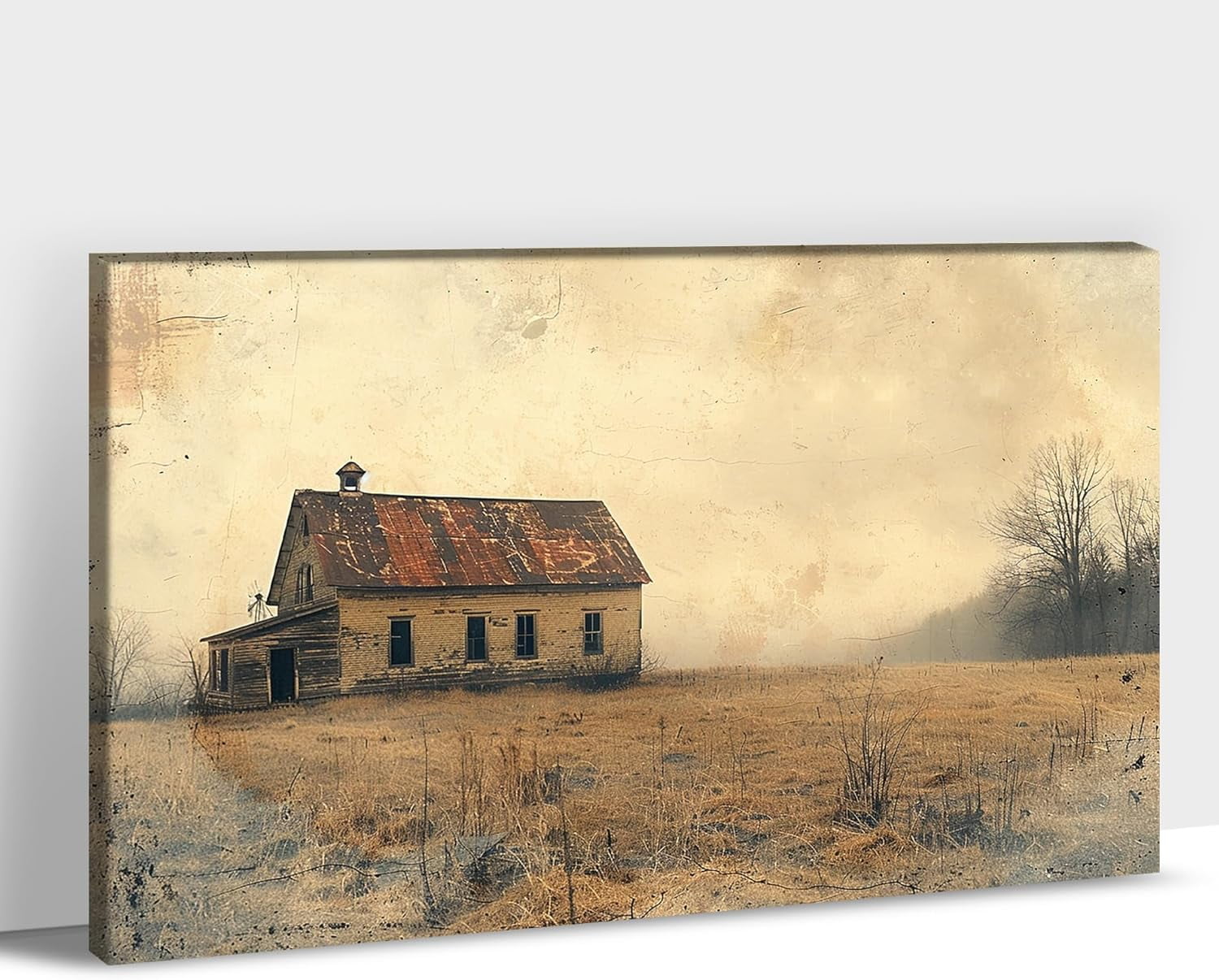 AVOI Farmhouse Barn Wall Art, Vintage Rustic Brown Old Barn in Autumn ...