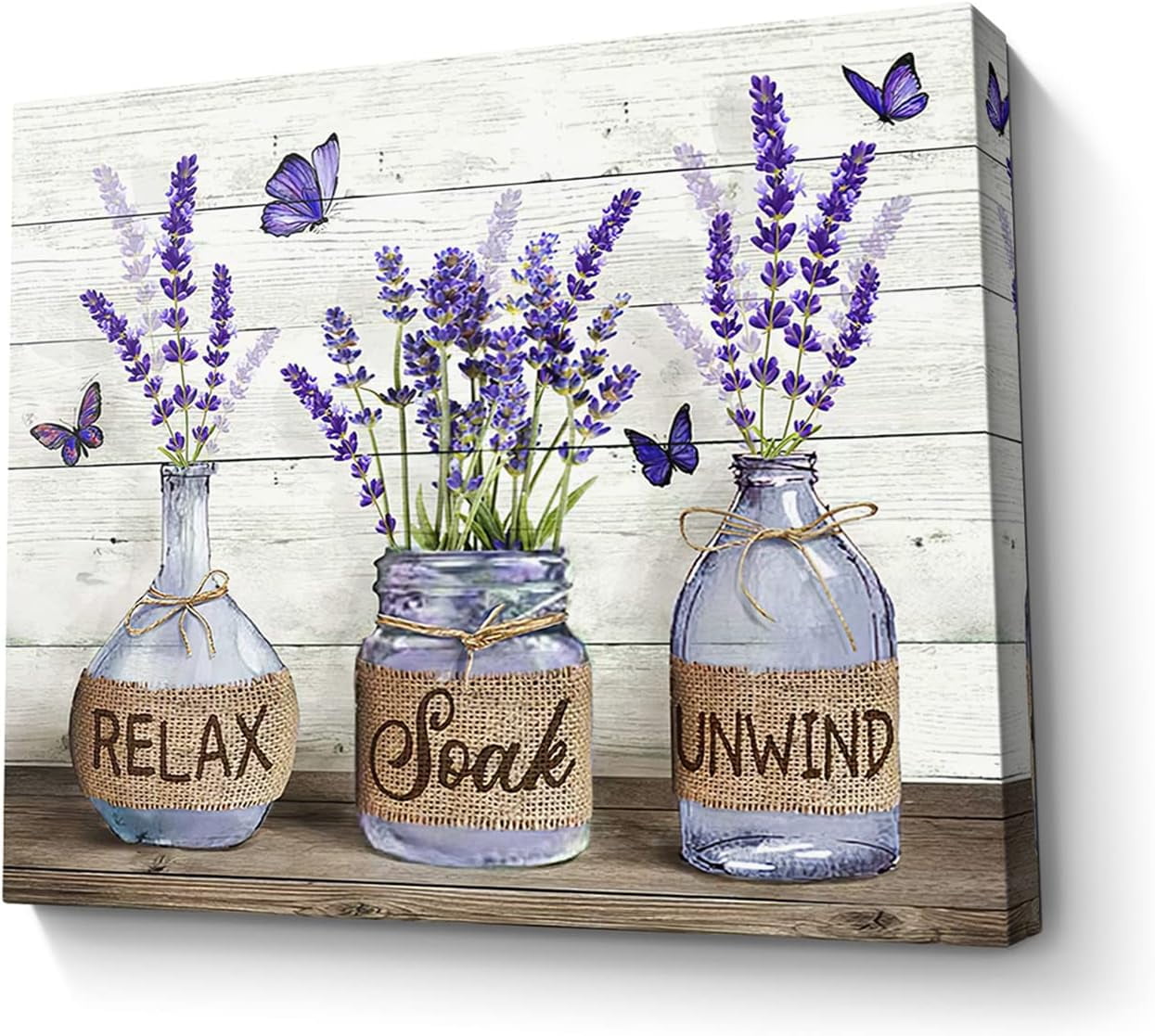 AVOI Farmhouse Bathroom Decor Wall Art Purple Lavender Picture Wall Decor Rustic Lavender In ...